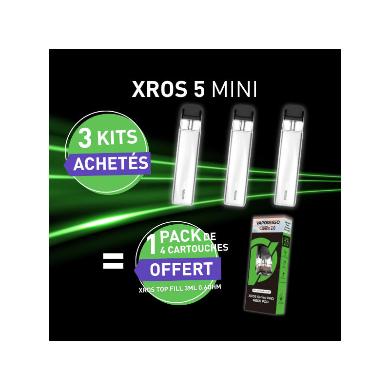 Offre Kit XROS 5 Mini Titanium Silver Vaporesso - ADNS